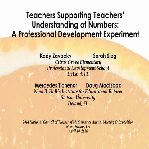 Teachers Supporting Teachers’ Understanding of Numbers | PPTX