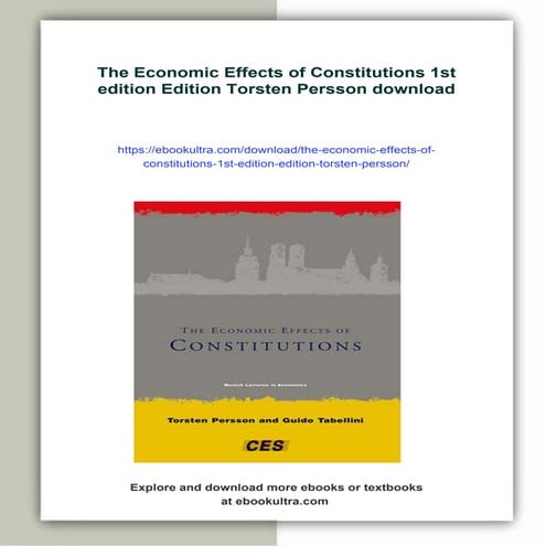 The Economic Effects of Constitutions 1st edition Edition Torsten ...