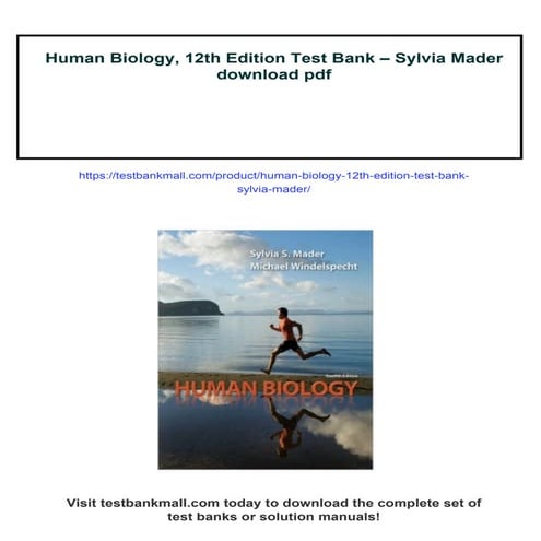 Human Biology, 12th Edition Test Bank – Sylvia Mader | PDF