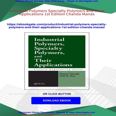 Industrial Polymers Specialty Polymers and Their Applications 1st Edition Chanda Manas | PDF