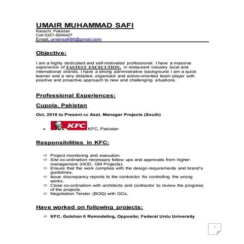Resume UMAIR SAFI 16 Dec 2016 | PDF