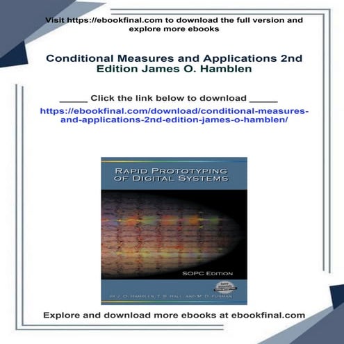 PDF Conditional Measures and Applications 2nd Edition James O. Hamblen download | PDF