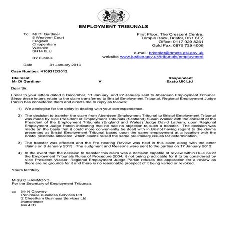 Employment Tribunal Written Submission | PDF