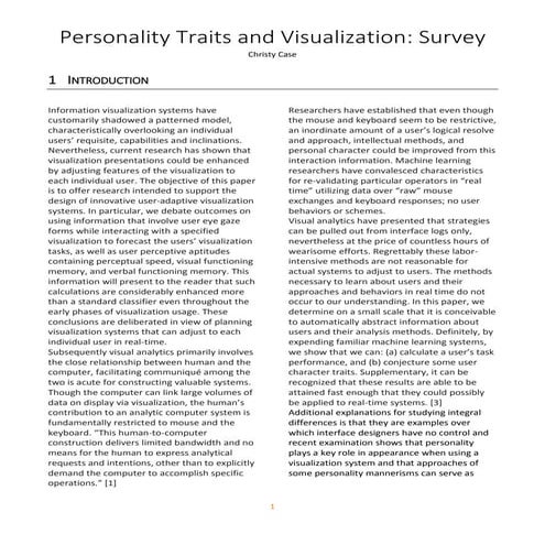 Personality Traits and Visualization Survey by Christy Case | PDF