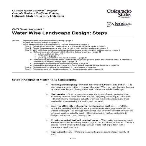 Water Wise Landscape Design - Colorado State University | PDF