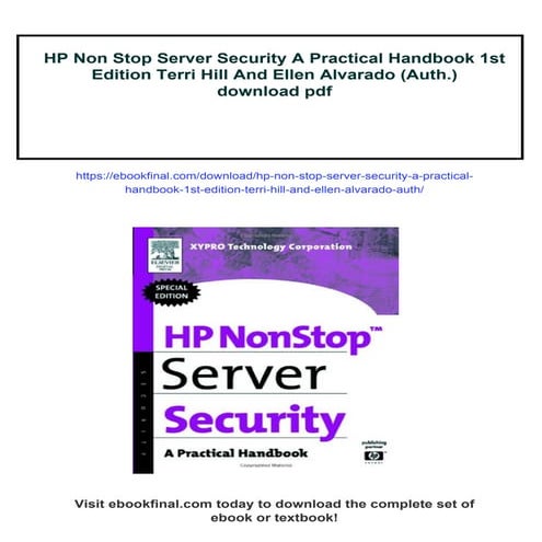 HP Non Stop Server Security A Practical Handbook 1st Edition Terri Hill ...