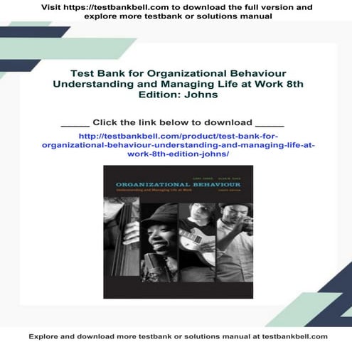 Test Bank for Organizational Behaviour Understanding and Managing Life ...
