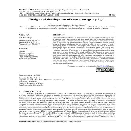 Design and development of smart emergency light | PDF