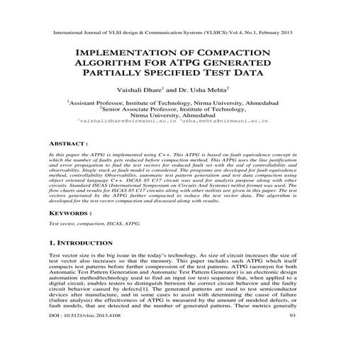 Implementation Of Compaction Algorithm For Atpg Generated Partially