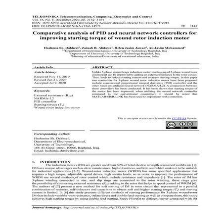Comparative Analysis Of Pid And Neural Network Controllers For