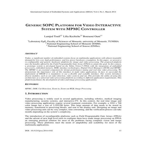 Generic Sopc Platform For Video Interactive System With Mpmc Controller Pdf