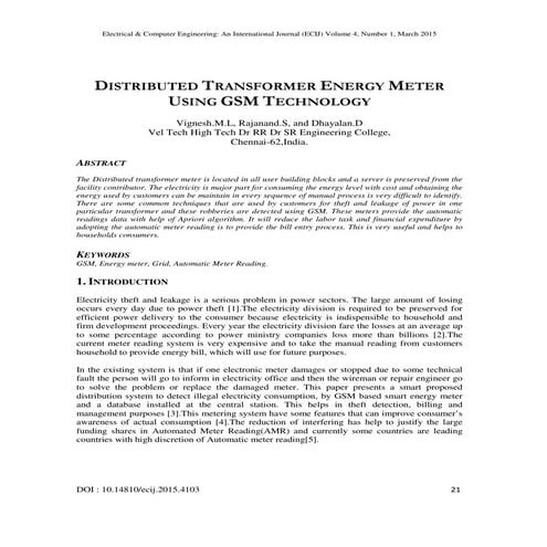Distributed Transformer Energy Meter Using Gsm Technology Pdf