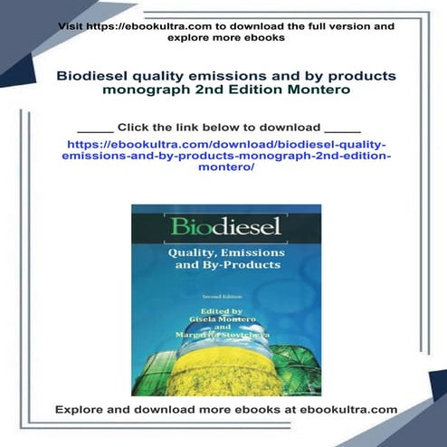 Biodiesel quality emissions and by products monograph 2nd Edition Montero | PDF