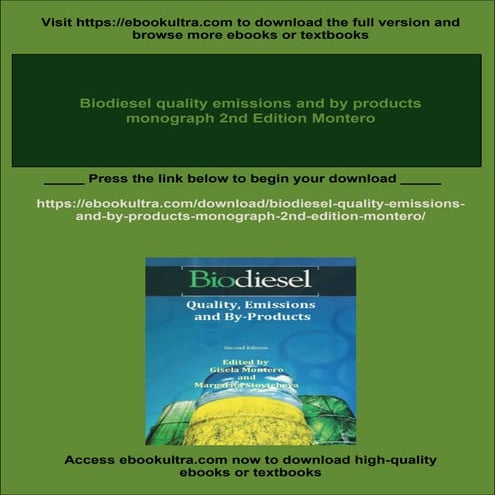Biodiesel quality emissions and by products monograph 2nd Edition Montero | PDF