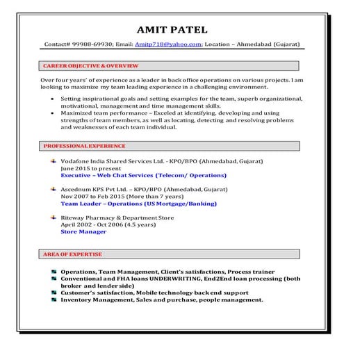 Amit Patel's Resume | PDF
