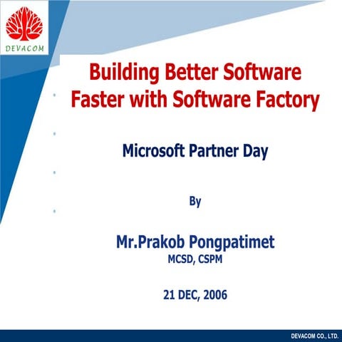 Software Factory Tools Partner Day Final | PDF