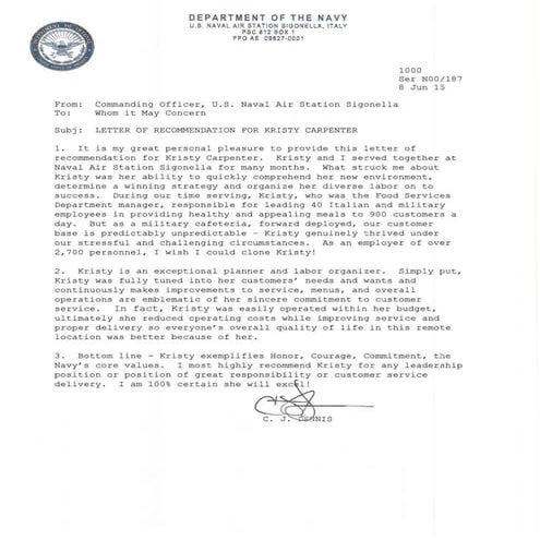 Recommendation Letter Capt Dennis | PDF