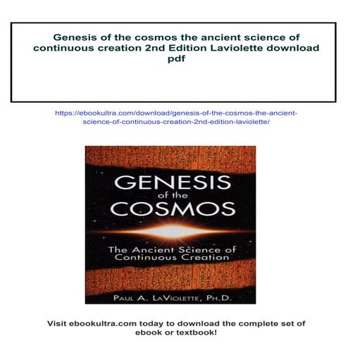 Genesis of the cosmos the ancient science of continuous creation 2nd ...
