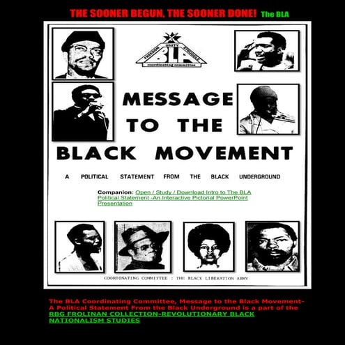 BLA-Message to the Black Movement- A Political Statement From the Black ...