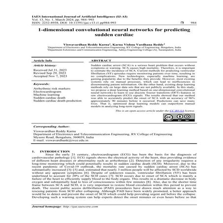 1 Dimensional Convolutional Neural Networks For Predicting Sudden Cardiac Pdf
