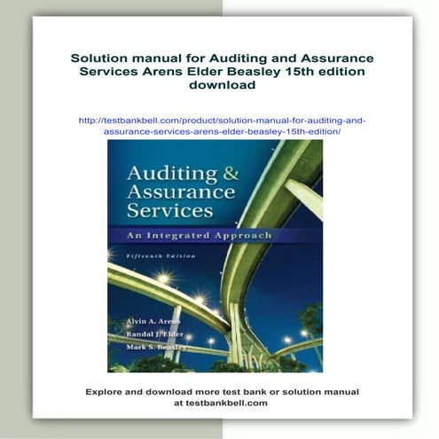Solution manual for Auditing and Assurance Services Arens Elder Beasley 15th edition | PDF