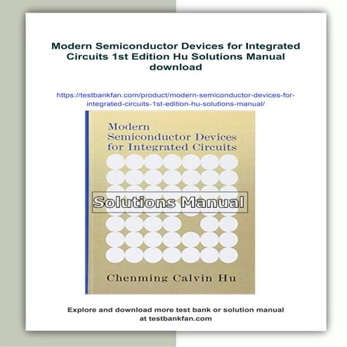 Modern Semiconductor Devices for Integrated Circuits 1st Edition Hu ...