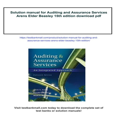 Solution manual for Auditing and Assurance Services Arens Elder Beasley ...