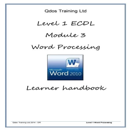 Level-1-ECDL-Word-2010---Learner-Handbook | PDF