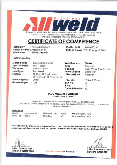 Basic Metal Arc Welding - All Weld Solutions | PDF