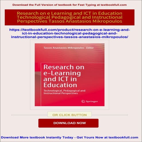 PDF Research on e Learning and ICT in Education Technological Pedagogical and Instructional ...