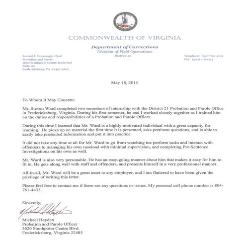 Ward Letter of Recommendation | PDF