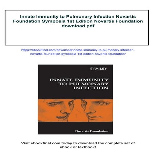 Innate Immunity to Pulmonary Infection Novartis Foundation Symposia 1st Edition Novartis ...