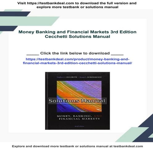 Money Banking and Financial Markets 3rd Edition Cecchetti Solutions ...