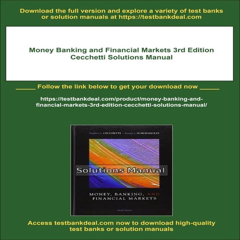 Money Banking and Financial Markets 3rd Edition Cecchetti Solutions ...