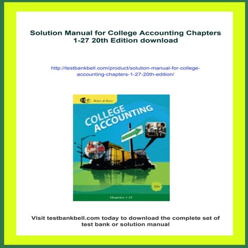 Solution Manual for College Accounting Chapters 1-27 20th Edition | PDF