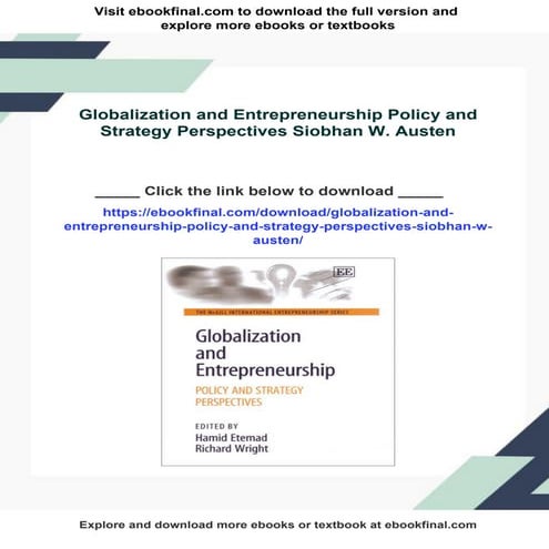 Globalization and Entrepreneurship Policy and Strategy Perspectives Siobhan W. Austen | PDF