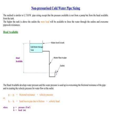 Water flow pipe sizes | DOCX