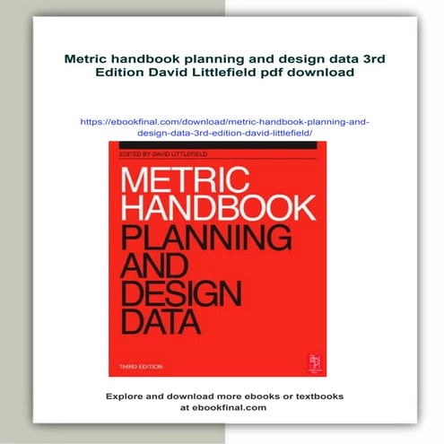 Metric handbook planning and design data 3rd Edition David Littlefield ...
