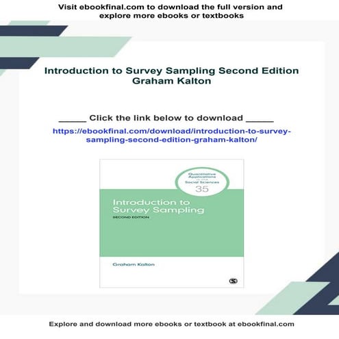 Introduction to Survey Sampling Second Edition Graham Kalton | PDF