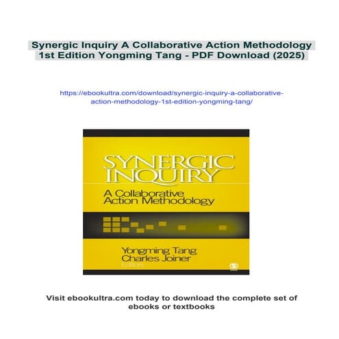 Synergic Inquiry A Collaborative Action Methodology 1st Edition ...