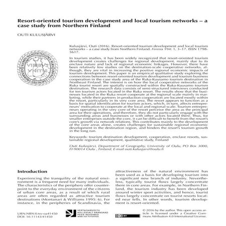 Resort-oriented tourism development and local tourism networks – a case ...