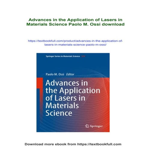 Advances in the Application of Lasers in Materials Science Paolo M ...