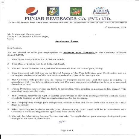 Intimation letter | DOCX