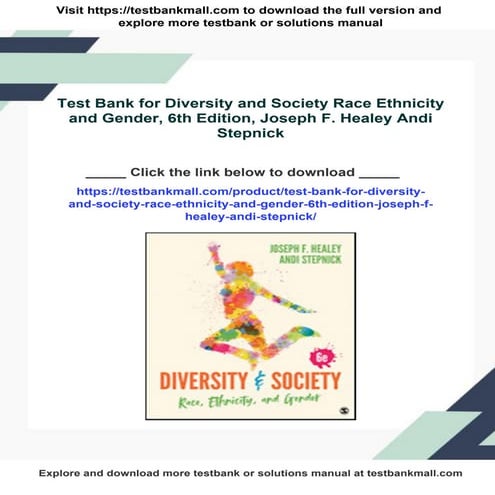 Test Bank for Diversity and Society Race Ethnicity and Gender, 6th ...