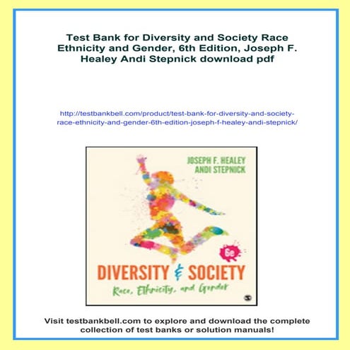 Test Bank for Diversity and Society Race Ethnicity and Gender, 6th ...