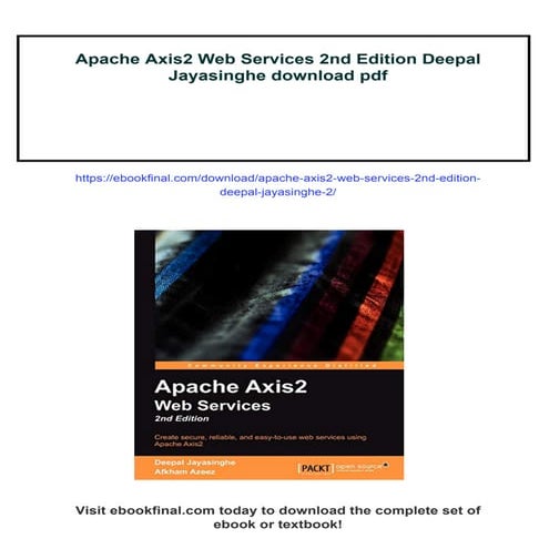 Apache Axis2 Web Services 2nd Edition Deepal Jayasinghe | PDF