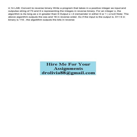414 Lab Convert To Reverse Binary Write A Program That Takpdf