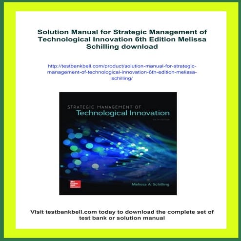 Solution Manual for Strategic Management of Technological Innovation ...