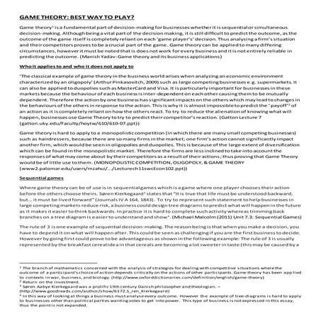 Game Theory ESSAY | PDF