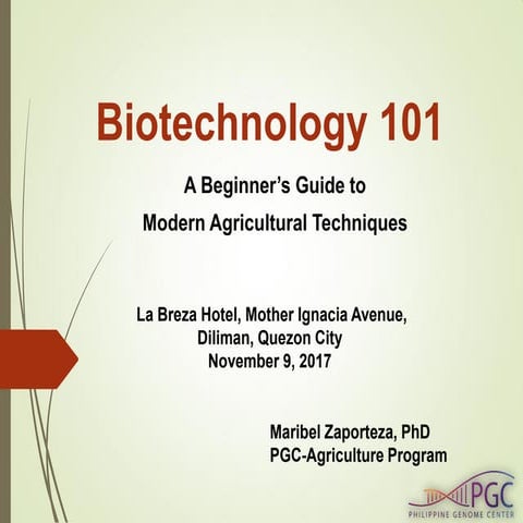 biotechnology a beginner guide to modern agricultural techniques | PPT